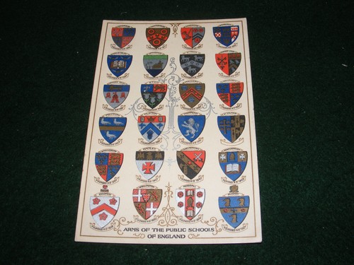 VINTAGE POSTCARD HERALDIC MAJOR PUBLIC SCHOOLS COLLEGE ARMS CRESTS ...