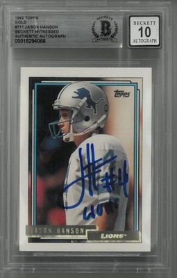 Jason Hanson Autographed 10 Grade 1992 Topps Gold Rookie Card | eBay