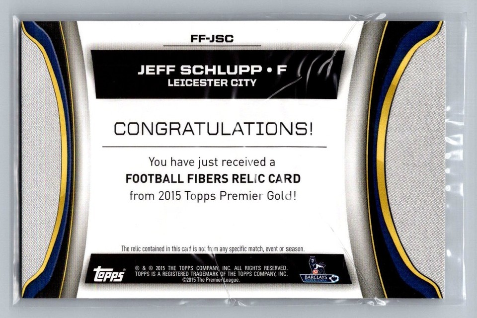 2015-16 Topps Premier Gold Football Fibers Relics #FF-JSC Jeff Schlupp ...
