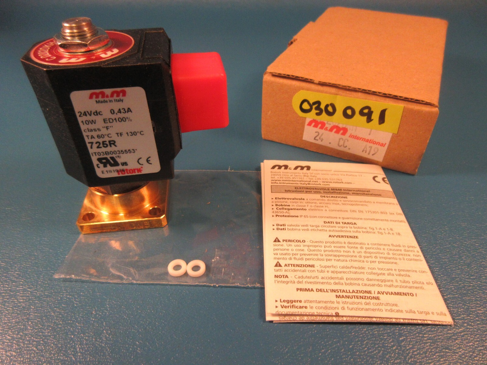 M & M 725R; Rotork Coil, Series 7000, 24 VDC; POWER 10 W, 0-10 bar DC ...