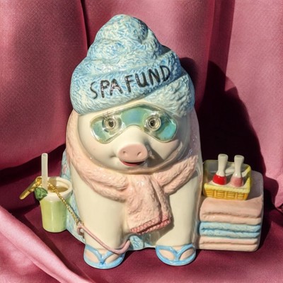 MUD PIE Spa Fund Piggy Bank Coin Bank Ceramic Pig 7" | eBay