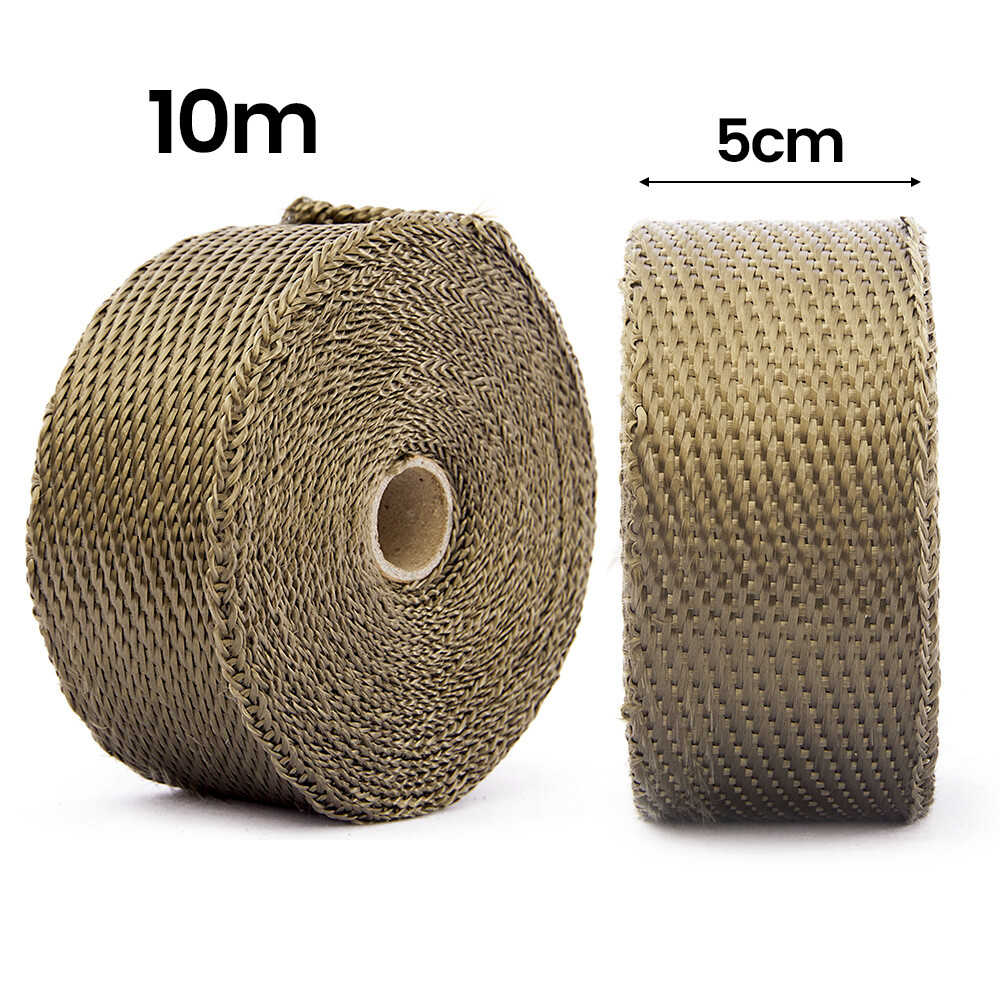 20m Titanium Exhaust Heat Wrap Manifold Downpipe High Temp Bandage Tape ...