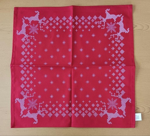 ZARA red reindeer pattern napkin set of 4 Christmas | eBay