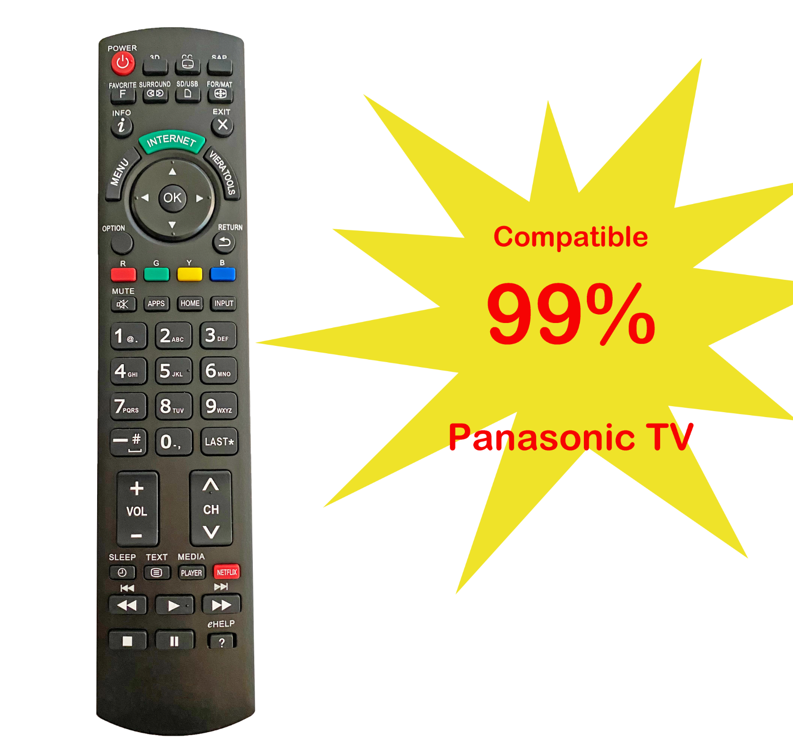Universal Remote fit for Panasonic TV TC-L3232C TC-L32C3 TCL32C3S ...