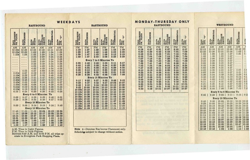 Chicago Transit Authority 1952 CTA 93rd - 95th Street Bus Schedule ...