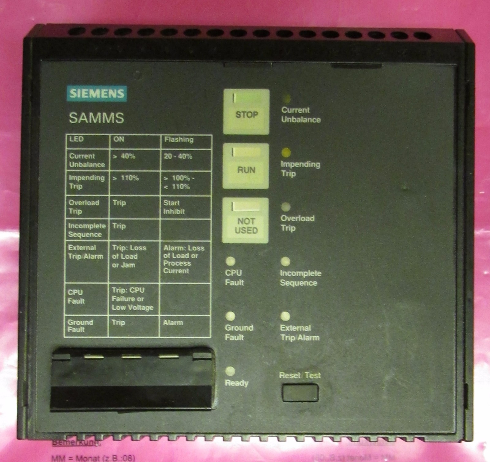 SIEMENS SAM0R0F000000 SAMMS Motor Master Control Module SAM 2ROF000000 ...