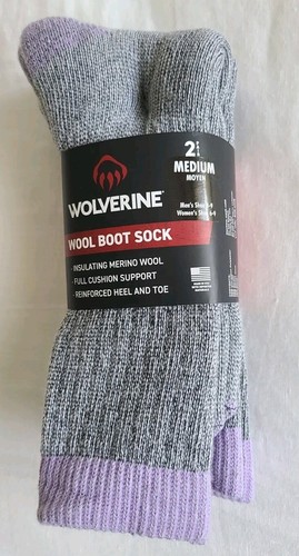 NWT Wolverine Womens Merino Wool Blend Boot Socks 2 Pack Medium Made In ...