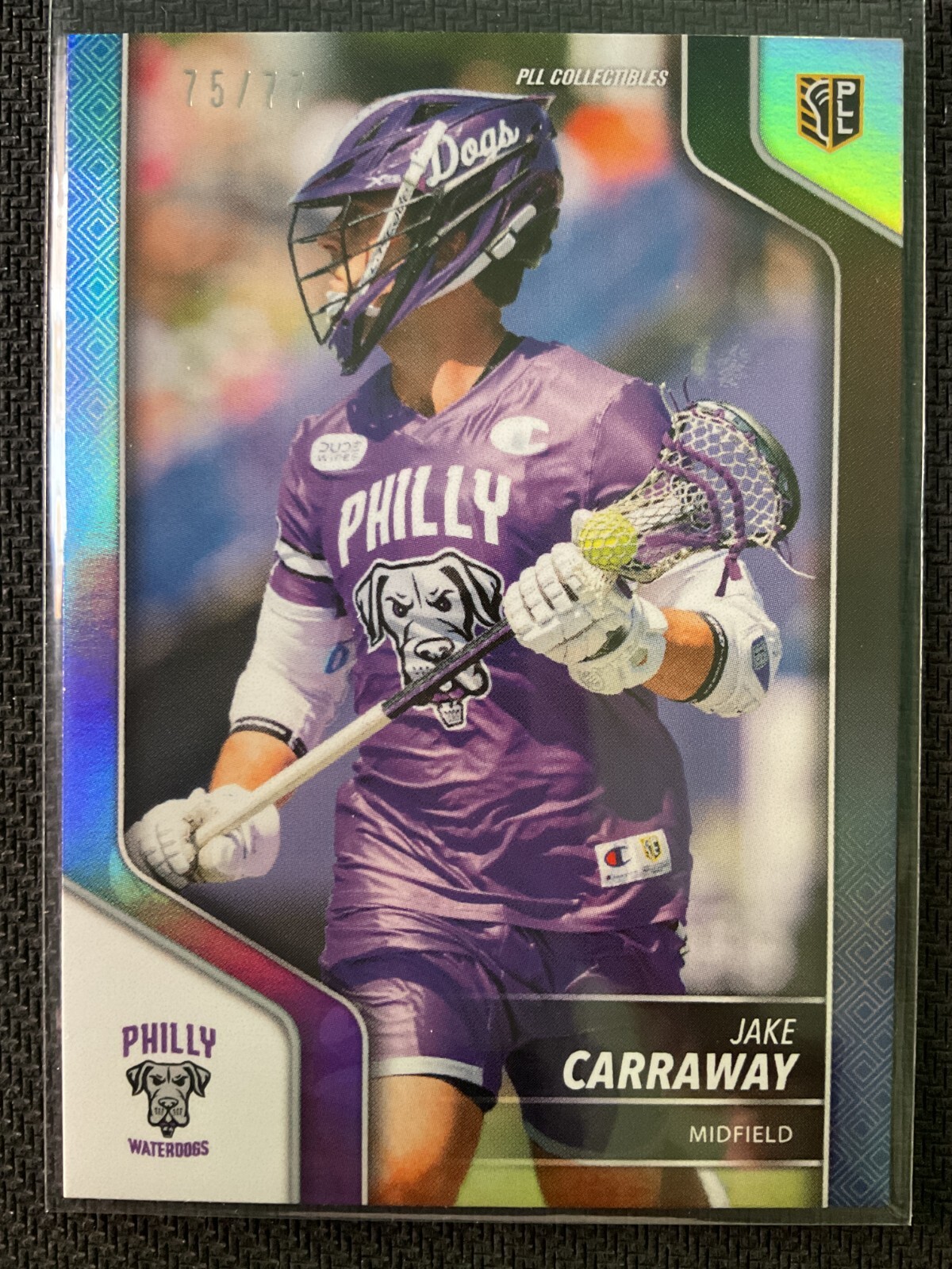 Jake Carraway 2024 Premier Lacrosse League PLL Blue Parallel Card #75/ ...