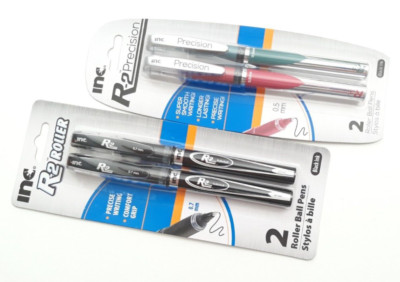 4 PENS 2 PACKS INC® R-2™ PRECISION AND R-2™ ROLLER BLACK INK 0.5mm & 0 ...