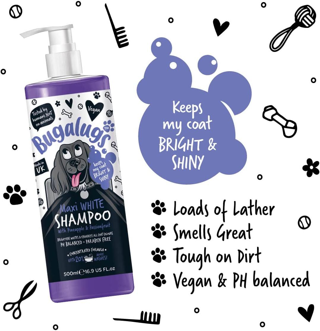 Bugalugs White Dog Shampoo 500ml 1L 5L Maxi Whitening & Brightening ...