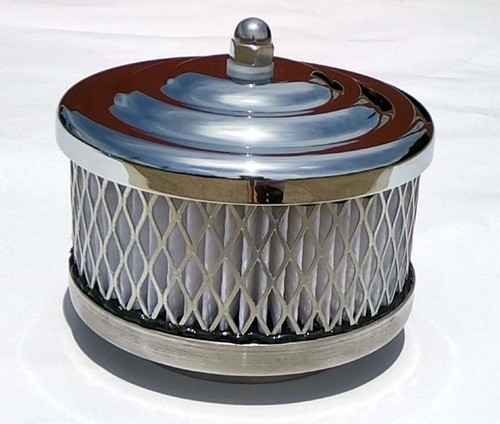 4 9/16" Round Rippled 2 Barrel (2 5/8 Neck) Air Cleaner Hot Rod Kustom ...
