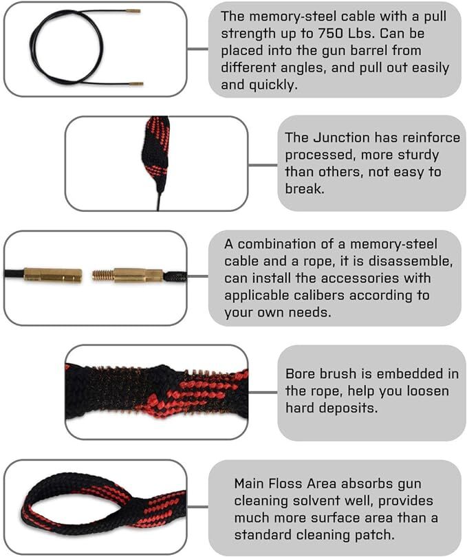 Bore Snake Gun Cleaner for Rifle Pistol Shotgun Rope Snake Cleaning ...