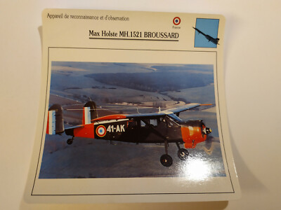 MAX HOLSTE MH 1521 BROUSSARD fiche aviation plane lobbycard carte avion ...
