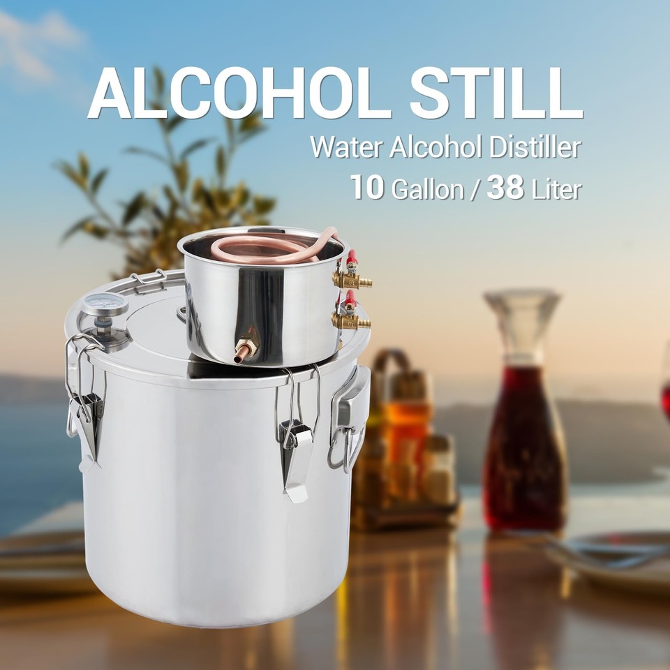 Alcohol Still Distiller Kit, 10 Gal 38l, Alcohol Distiller Stainless ...
