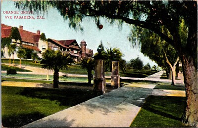 Postcard Pasadena California CA Orange Grove early 1900's street view ...