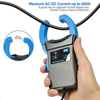 Digital AC/DC Current 600A Clamp-on Probe Adapter Amp Clamp Meter For ...