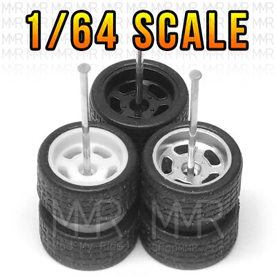 1/64 Scale 5 SPOKE SLOT Real Rider Wheels Rims Tires Set for Hot | eBay