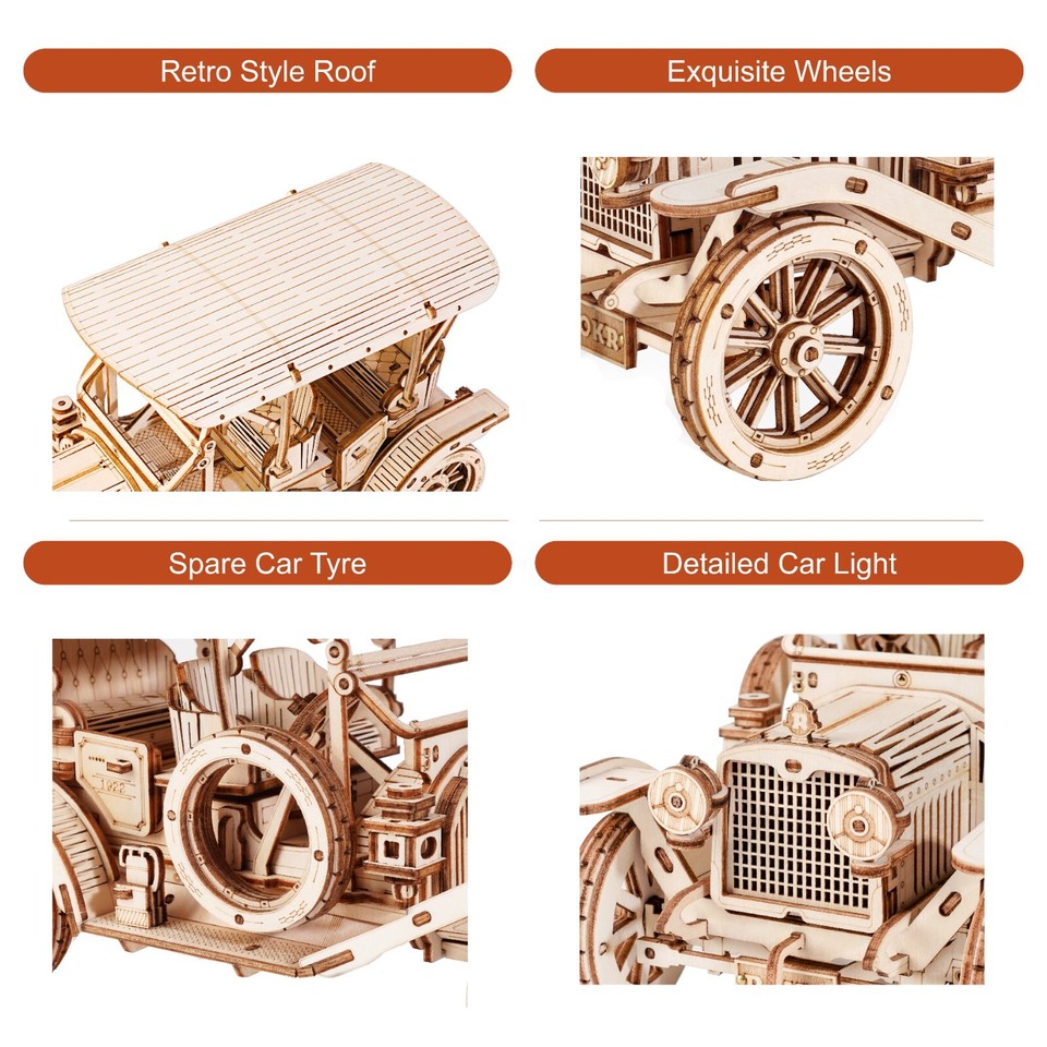 ROKR Vintage Car 3D Wooden Puzzle Retro Car Mode for Kids Adults Toys ...
