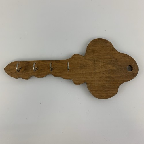 Vintage Wood Key Holder Key Shaped Wall Hanging Rack Four Hooks Retro ...
