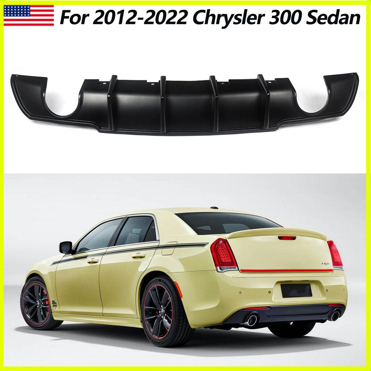 Matte Black Shark Fins Rear Diffuser Dual Exhaust For Chrysler 300 300S ...