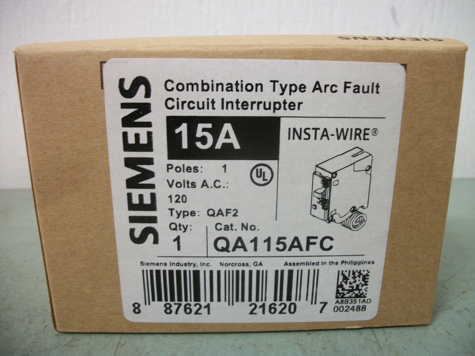 SIEMENS AFCI QAF2 CIRCUIT BREAKER QA115AFC 15AMP 120VOLT 1POLE NIB | eBay