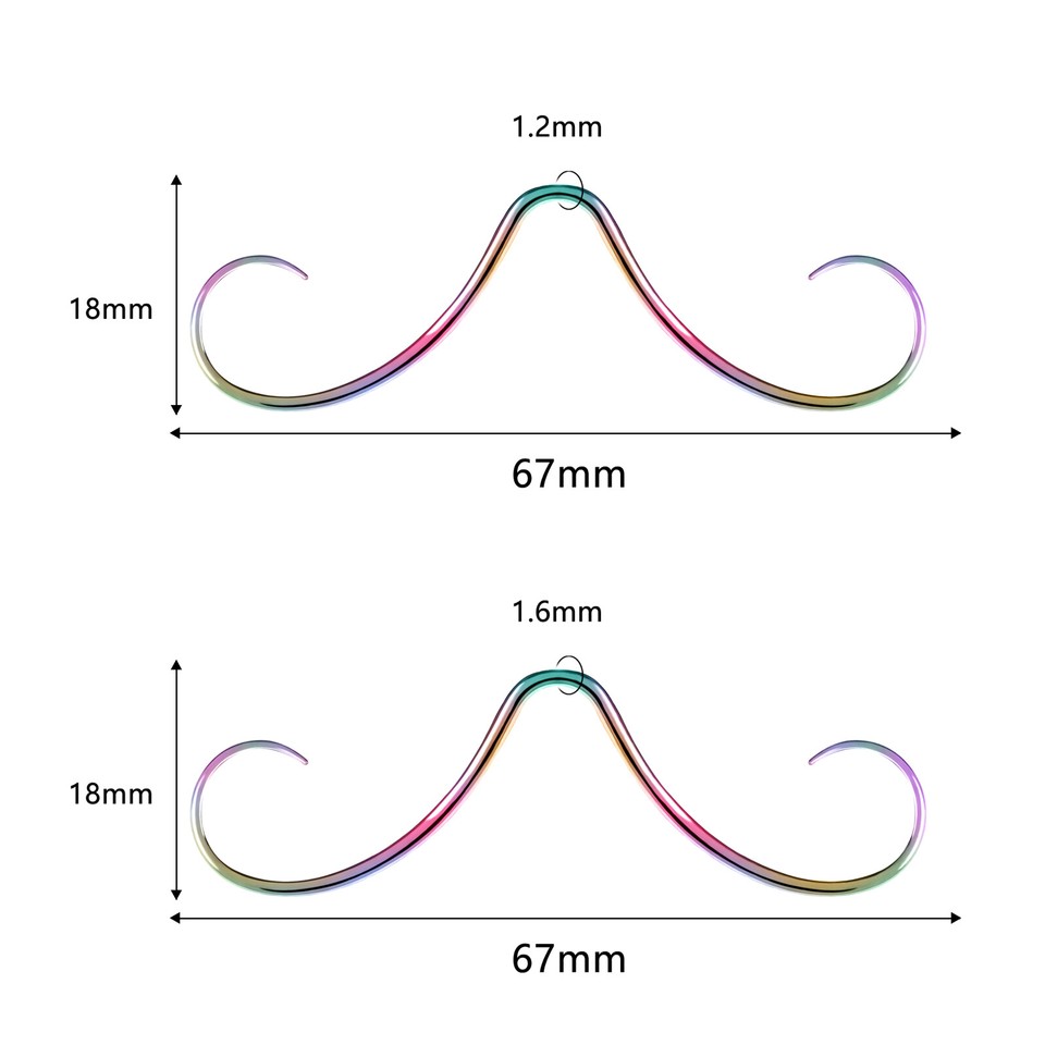 14g/16g Stainless Steel Mustache Septum Ring Curved Nose Piercing Body ...