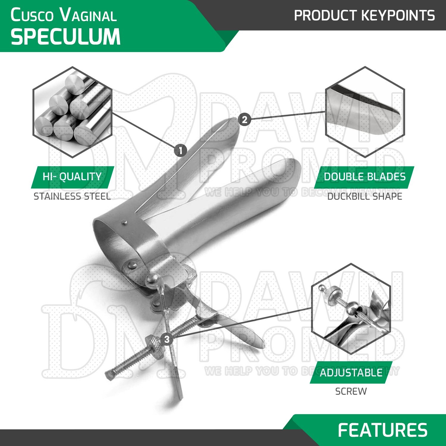 Cusco Anal/Vaginal Speculum 3 Pcs Set OB/GYN Dilation Exam Instruments ...