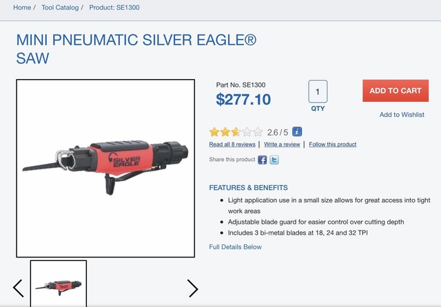 Matco Tools Silver Eagle SE1300 Mini Air Saw for sale online | eBay