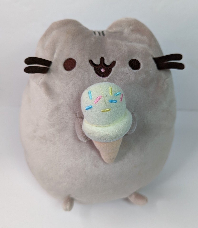 Pusheen Cat with Ice Cream Cone Large Stuffed Animal Plush Toy Gund ...