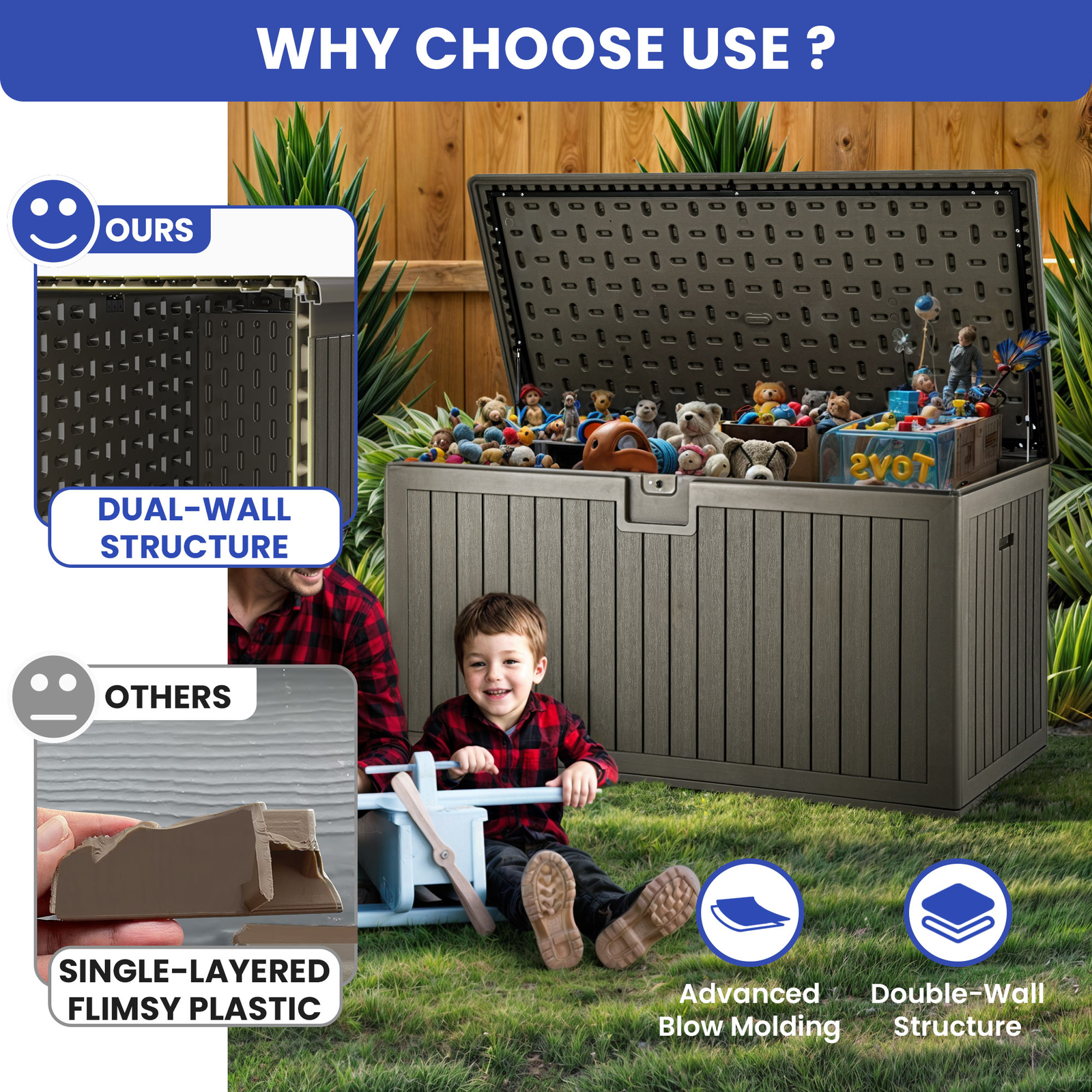 Extra-Large 230 Gallon Outdoor Resin Storage Deck Patio Chest Box ...