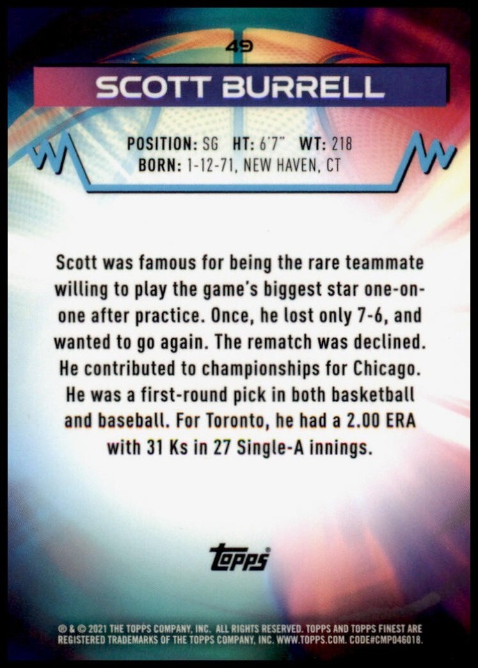 2021 Topps Finest Basketball Atomic Refractor /299 Scott Burrell | eBay