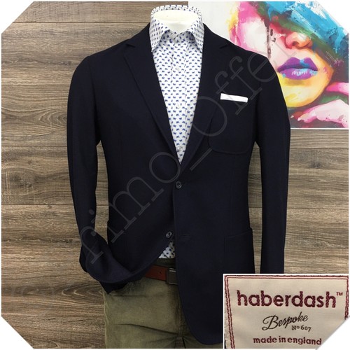 BESPOKE Mens Blazer Sport Coat Casual Jacket Size 40R Navy Flannel Wool ...