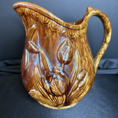 19th century Bennington Rockingham Pottery tulip water pitcher -large ...