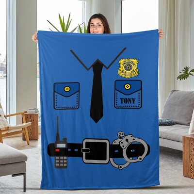 Police Officer Blanket, Personalized Gift, Custom Blue Line Flag ...