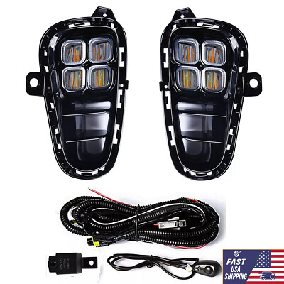 For 2018-2020 KIA Rio LED DRL Fog Light Kit w/ Turn Signal Front Bumper ...