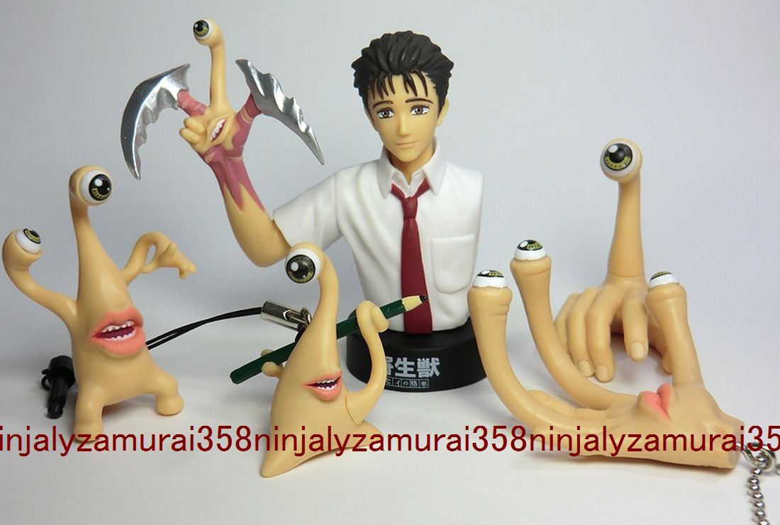 Kiseiju Parasyte mini migy figure set of 5 earphone jack strap stand ...
