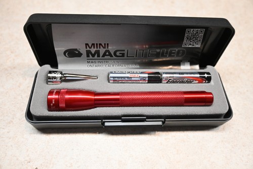 Mini Maglite LED Flashlight 2AAA w/Battery NIB RED 100 Lumens Pocket ...