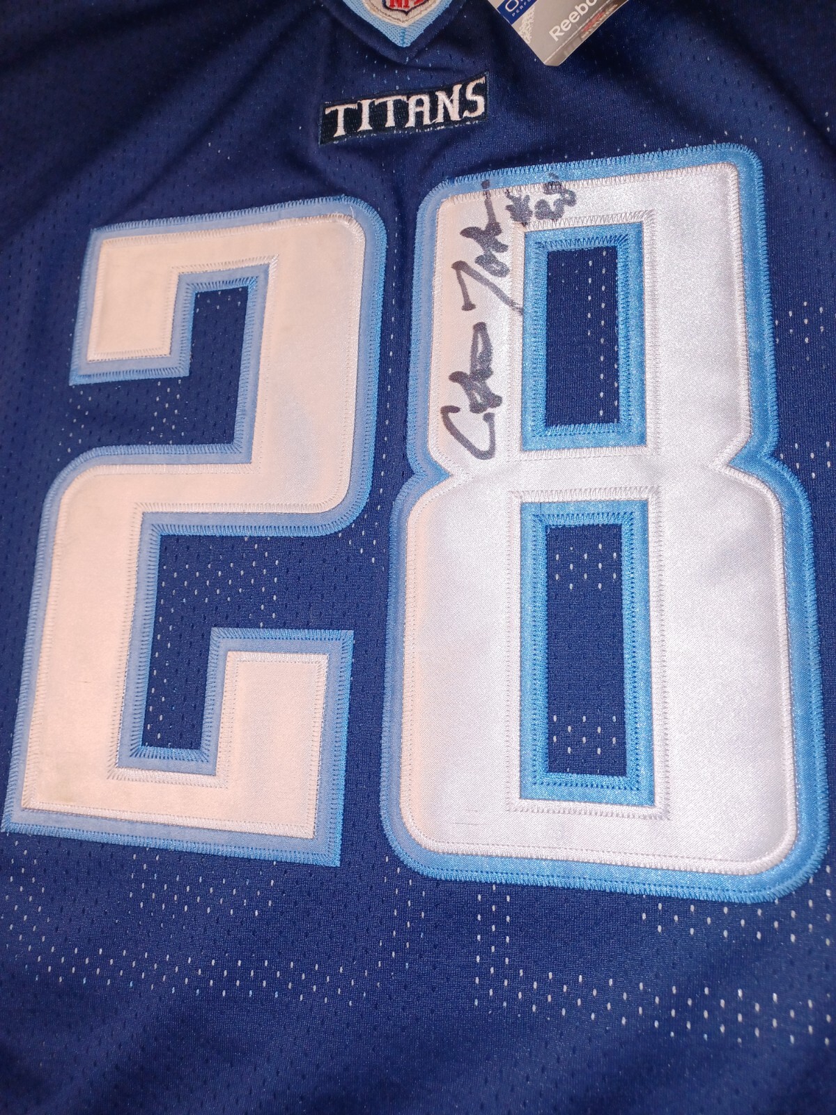 Chris Johnson Tennessee Titans Signed Autograph jersey. On field/size ...