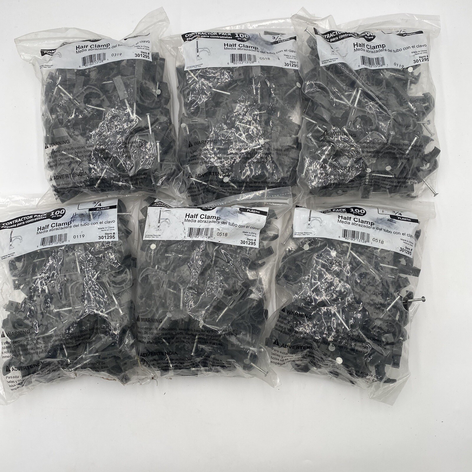 Lot 600 Cambridge Resources Contractor Pack 3/4" Half Pipe Clamp With ...