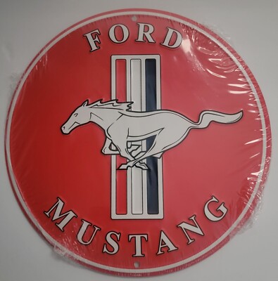 Ford Mustang 12" Embossed Metal Circle Sign | eBay