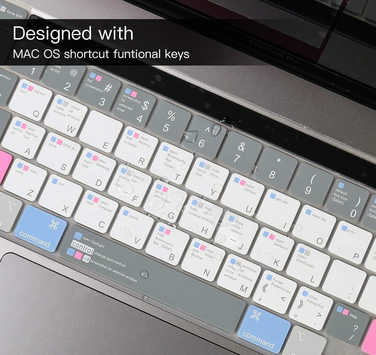 Keyboard Cover Skin with MAC OS Hot Keys for MacBook Pro 13 i Premium ...