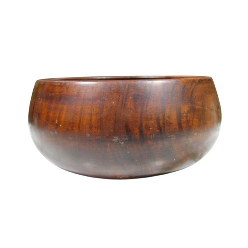 ANTIQUE LARGE HAWAIIAN TURNED CARVED CURLY KOA WOOD CALABASH BOWL OLD ...