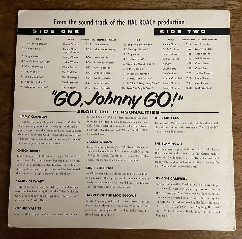 GO, JOHNNY GO ! Rare 1959 PROMO ONLY Soundtrack EX/EX Eddie Cochran ...