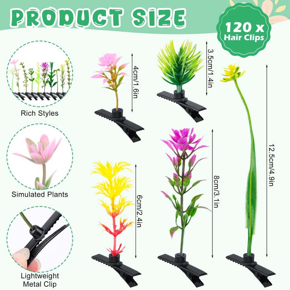 Hysagtek Bean Sprouts Rave Hair Clips - 120 Pcs Bean Sprout Hair Clips ...