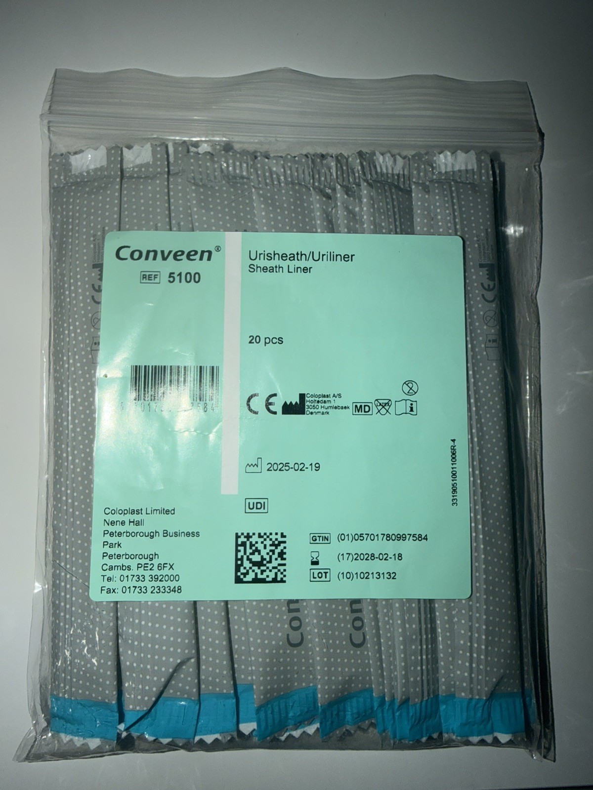 Coloplast Conveen 5100 Urisheath/Uriliner Sheath Liner x 20 sealed ...