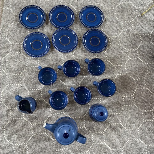 Set Of Six Denby Reflex Blue Tea/coffee Cups Saucers set milk pot | eBay UK