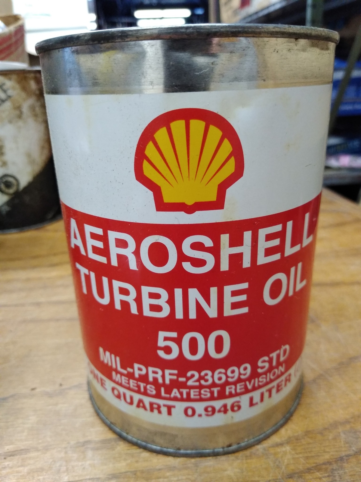 Vtg 1 Qt. Aeroshell Jet Turbine Oil 500 MIL PRF 23699 STD Empty Metal ...