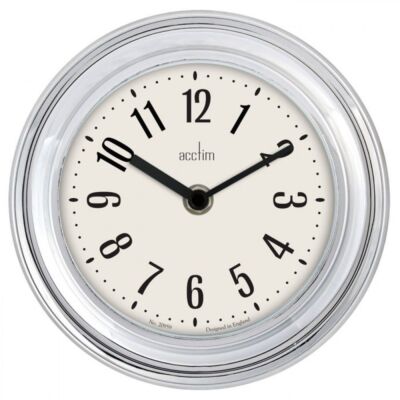 Acctim Riva Battery Operated Home Office Quartz Wall Clock - Chrome ...