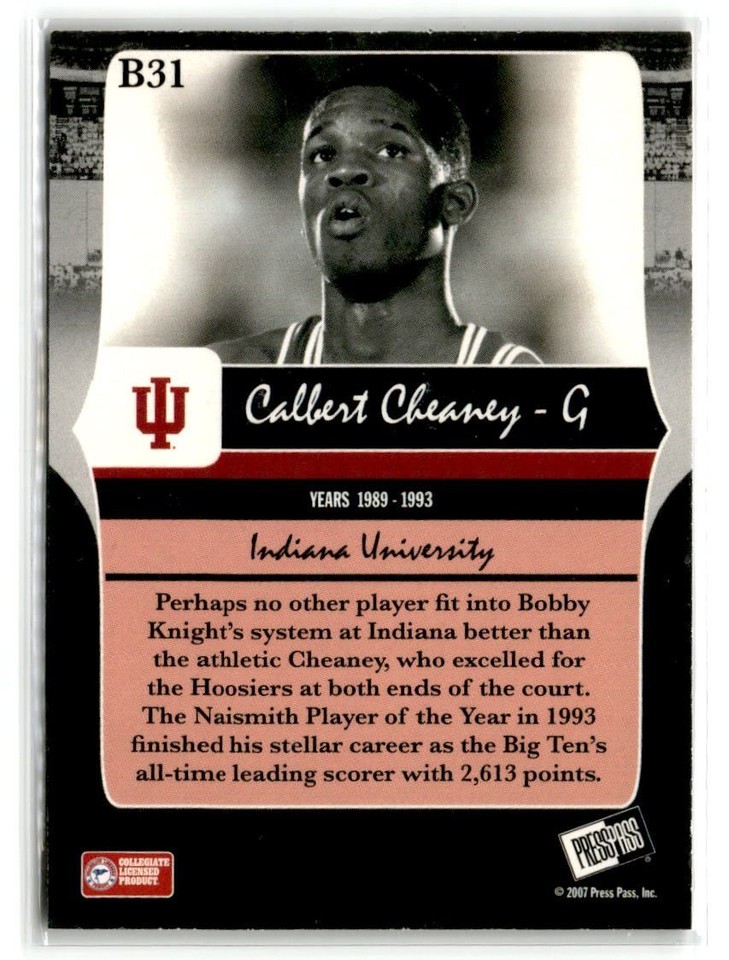 Calbert Cheaney SN Indiana Hoosiers 2006-07 Press Pass Legends Bronze # ...