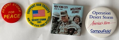 Desert Storm pin back button peace war 1991 lot New York Middle East | eBay